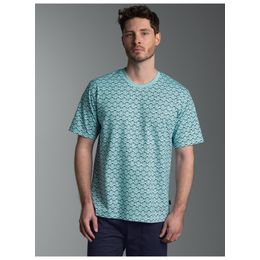 TRIGEMA Herren T-Shirt "TRIGEMA T Shirt mit Allover-Muster "&Auml;ffchen"", blau, Gr. L, Single Jersey, 100% Baumwolle, Shirts