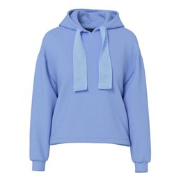 Pieces Damen Kapuzensweatshirt "PCCHILLI LS GLITTER HOODIE NOOS BC", blau, Gr. M, unifarben, Sweatware, Obermaterial: 50% Baumwolle, 50% Polyester,