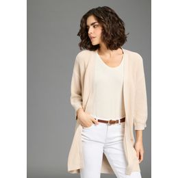 Laura Scott Damen Strickjacke "aus luftig-lockerem Sommerstrick", beige, Basic, Gr. 32, unifarben, Strick, Obermaterial: 50% Baumwolle, 50%