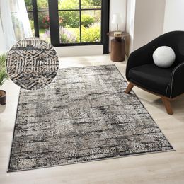 Teppich OTTO HOME, B:160cm H:9mm L:230cm, grau, Kunstfaser, Wohnzimmer, Teppiche, "Selin", dezenter Glanz, Schrumpf-Garn-Effekt, im Vintage-Look,