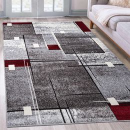 Teppich OTTO HOME, B:160cm H:9mm L:230cm, rot, Kunstfaser, Wohnzimmer, Teppiche, "Deblin", weicher Flor, Kurzflor, Karo-Design, modern, geometrisches