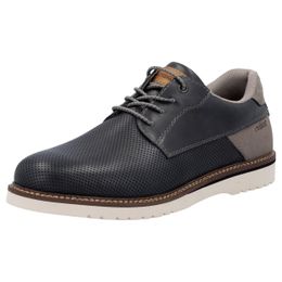 Rieker Herren Schn&uuml;rschuh, Gr. 41, blau, Leder, Lederimitat, Schuhe, Halbschuh, Casual-Schn&uuml;rer mit leichtem Einstieg dank Gummizug
