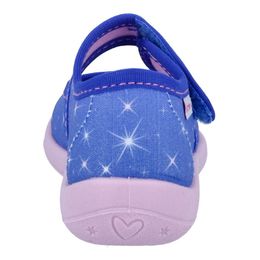 Richter Kinder Hausschuh "Mia WMS: Mittel", Gr. 33, blau, Baumwolle, Schuhe, Kindergartenschuhe mit WMS, Gr&ouml;&szlig;enschablone zum Download