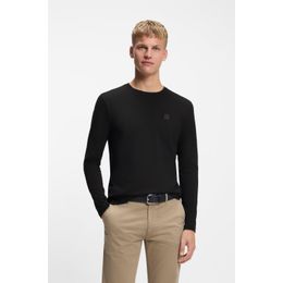 BOSS Orange Herren Langarmshirt "Tacks", schwarz, Gr. XL, Single Jersey, Obermaterial: 100% Baumwolle, Shirts, mit Markenlogo auf der Brust