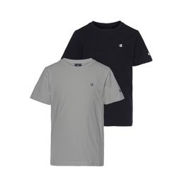 Champion Jungen T-Shirt, schwarz, Gr. L, meliert, Jersey, Obermaterial: 100% Baumwolle, Shirts, 2er-Pack, Kurzarm, mit Rundhalsausschnitt, aus