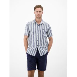 Lerros Herren Kurzarmhemd "Gestreiftes Kurzarmhemd aus Baumwollmix", blau, Gr. S, 76% Baumwolle, 24% Polyester, Hemden