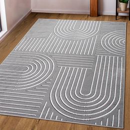 Teppich OTTO HOME, B:80cm H:8mm L:150cm, grau, Kunstfaser, Wohnzimmer, Teppiche, "Lysandra", 3D-Effekt, softer Kurzflor, pflegeleicht, leichter