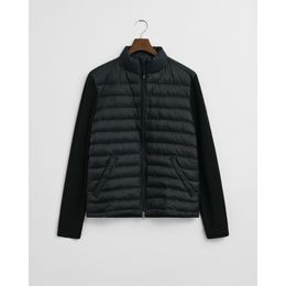 Gant Herren Steppjacke "MIXED MEDIA", schwarz, Gr. S, Web, Obermaterial: 100% Polyester, Jacken, &Auml;rmel aus Strick, regular fit, Stehkragen