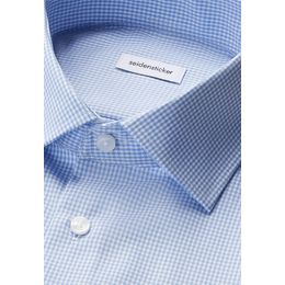 Seidensticker Herren Businesshemd "Schwarze Rose", blau, Gr. 38, kariert, 100% Baumwolle, Hemden, Regular 1/1 Kentkragen Karo