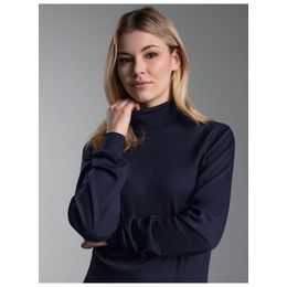 TRIGEMA Damen Rollkragenshirt "TRIGEMA Langarm Ski- und Sport-Rollkragenpullover", blau, Basic, Gr. S, Feinripp, 100% Baumwolle (Bio-Baumwolle kbA),