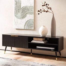 Pharao24.de TV Sideboard TV Board mit T&uuml;ren in Schwarz