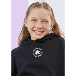 Converse M&auml;dchen Kapuzensweatshirt "f&uuml;r Kinder", schwarz, Gr. 134, unifarben, Sweatware, Obermaterial: 100% Polyester, Sweatshirts, mit Kapuze, mit