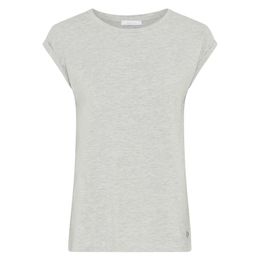 Tamaris Damen T-Shirt "mit Rundhals und lockerem Schnitt, aus angenehmem Viskose-Jersey", grau, Basic, Gr. 40, unifarben, Single Jersey,
