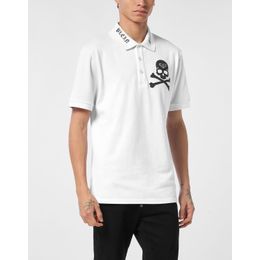 Philipp Plein Herren Poloshirt "Skull", wei&szlig;, Gr. 5XL, Obermaterial: 100% Baumwolle, Shirts