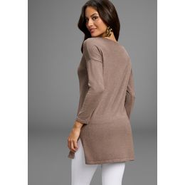 Laura Scott Damen Longpullover, braun, Basic, Gr. 48, meliert, unifarben, Feinstrick, Obermaterial: 70% Viskose, 30% Polyamid, Pullover, Feinstrick