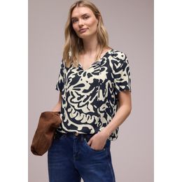 Street One Damen Kurzarmbluse, schwarz-wei&szlig;, Gr. 36, gebl&uuml;mt, Stoff, 100% Viskose, Blusen, mit Blumenmuster
