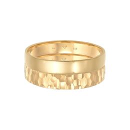 Kuzzoi Herren Ring-Set "Kuzzoi Ring Set Basic Geh&auml;mmert 925 Silber", 54mm, Silber 925 (Sterlingsilber), 1mm, gold, Silber 925 (Sterlingsilber),