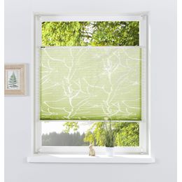 Plissee OTTO HOME, B:110cm H:130cm, gr&uuml;n, Obermaterial: 70% Viskose, 30% Polyester, Badezimmer, Plissees, "Anna", transparentes &Auml;stemotiv,