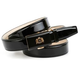 Anthoni Crown Damen Lederg&uuml;rtel, schwarz, Gr. 90, unifarben, Leder, G&uuml;rtel, mit goldfarbener Glas-Schlie&szlig;e