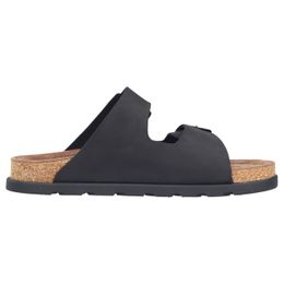 Rieker Herren Pantolette, Gr. 40, schwarz, Nubukleder, unifarben, Schuhe, Sommerschuh, Strandschuh, Hausschuh mit bequemem Fu&szlig;bett