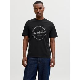 Jack & Jones JACK & JONES Herren T-Shirt "JJGRAYSON TEE SS CREW NECK"schwarz, Gr. S, bedruckt, Jersey, Obermaterial: 100% Baumwolle, Shirts, Baumwolle, regular fit