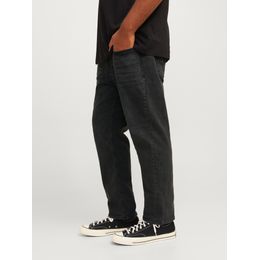 Jack & Jones PlusSize Herren Slim-fit-Jeans "GLENN ORIGINAL", schwarz, Gr. 50, JACK & JONES PLUSSIZE, Abriebeffekte, unifarben, Denim/Jeans, Obermaterial: 70% Baumwolle,