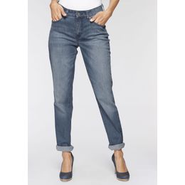 MAC Damen Stretch-Jeans "Melanie", blau, Gr. 38, Abriebeffekte, Denim/Jeans, Obermaterial: 92% Baumwolle, 6% Polyester, 2% Elasthan, Jeans, Gerade