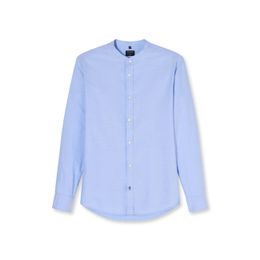 OLYMP Herren Langarmhemd "OLYMP Casual, Regular Fit, Stehkragen", blau, Gr. S, 100% Baumwolle, Hemden