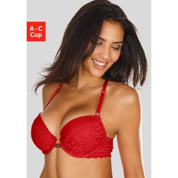 Vivance Damen Push-up-BH, Gr. 70, rot, Spitze, Obermaterial: 69% Polyamid, 21% Polyester, 10% Elasthan, BHs, mit Spitze in Leo-Optik mit