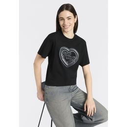 Hugo Damen T-Shirt "Vintage Tee", schwarz, Gr. M, bedruckt, Single Jersey, Obermaterial: 100% Baumwolle, Shirts, mit Rundhals, bedruckt