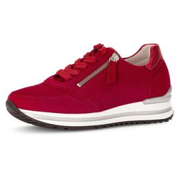 Gabor Damen Keilsneaker "TURIN", Gr. 36, rot, Leder, Ziegenveloursleder, unifarben, Schuhe, Freizeitschuh, Halbschuh, Schn&uuml;rschuh mit Wechselfu&szlig;bett,
