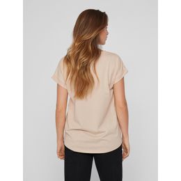 Vila Damen Rundhalsshirt "VIDREAMERS NEW PURE T-SHIRT/SU-NOOS", beige, Gr. XL, unifarben, Jersey, Obermaterial: 50% Baumwolle, 50% Polyester, Shirts,