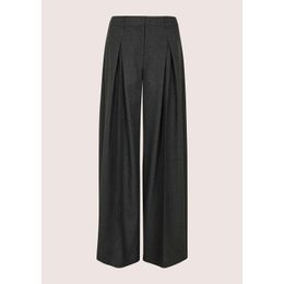 Madeleine Mode MADELEINE Damen Stoffhose "Bundfaltenhose Nadelstreifenhose mit Strassdekoration", grau, Modern, Gr. 21, Obermaterial: 70% Polyester PES. 26% Viskose