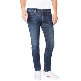 Pepe Jeans Herren Slim-fit-Jeans "HATCH", blau, Gr. 30, Abriebeffekte, Denim/Jeans, Obermaterial: 93% Baumwolle, 5% Elastomultiester, 2% Elasthan,