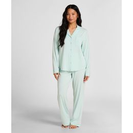Hunkem&ouml;ller HUNKEM&Ouml;LLER Damen Pyjama "Jersey-Hose Essential", Gr. XSblau, 92% Viskose, 8% Elasthan, Homewear-Sets