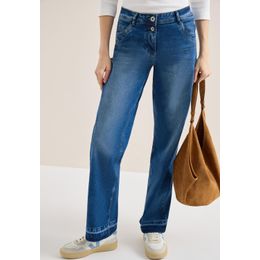 Cecil Damen Loose-fit-Jeans, blau, Gr. 36, unifarben, Jeans, 78% Baumwolle, 20% Polyester, 2% Elasthan, Jeans, aus Baumwolle mit Stretchanteil