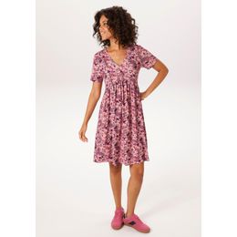 Aniston CASUAL Damen Sommerkleid, bunt, Gr. 44, bedruckt, gebl&uuml;mt, Single Jersey, Obermaterial: 95% Viskose, 5% Elasthan, Kleider, allover mit