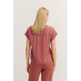 Bugatti Damen Kurzarmbluse, rosa, Gr. 46, unifarben, 100% Modal, Blusen, mit Rundhalsausschnitt