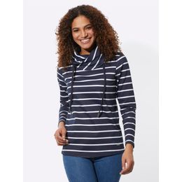 Casual Looks Damen Sweatshirt, blau, Gr. 36, gemustert, mehrfarbig, 100% Baumwolle, Sweatshirts