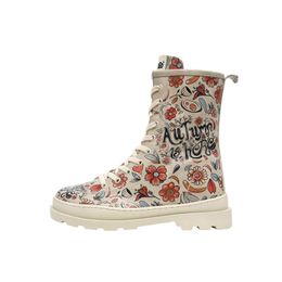 DOGO Damen Stiefelette "Gisele Schn&uuml;rstiefel Boots Autumn Is Back Damen Stiefeletten", Gr. 36, beige, Lederimitat, Schuhe, Handgefertigt