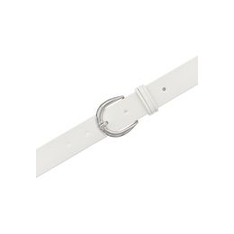 Tamaris Damen Lederg&uuml;rtel ""Clara Silver"", wei&szlig;, Basic, Gr. 120, unifarben, Rindsleder, G&uuml;rtel, mit gl&auml;nzender silberfarbener Schlie&szlig;e, unifarben, 3