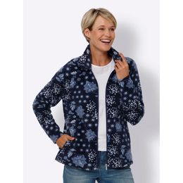 Classic Basics Damen Fleecejacke, blau, Gr. 46, gemustert, mehrfarbig, 100% Polyester, Jacken