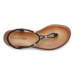 Lascana Damen Zehentrenner "Sandale, Sommerschuh, offener Schuh", Gr. 41, schwarz, Obermaterial: 100% Lederimitat. Decksohle: 100% Lederimitat.
