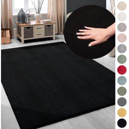 Teppich OTTO HOME, B:60cm H:16mm L:110cm, schwarz, Polyester, Wohnzimmer, Teppiche, "Arabell, Kunstfellteppich, Felloptik, waschbar", flauschig,