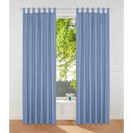 Vorhang OTTO HOME, B:140cm H:225cm, blau, Polyester, Recyceltes Material, Wohnzimmer, Gardinen, "Parry", 2-er Set, blickdicht, monochrom, basic