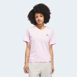 Damen T-Shirt "SUMMER SLIDE GRAPHIC MIT V-AUSSCHNITT"clear pink, Gr. S, adidas Sportswear, Obermaterial: 100% Baumwolle, Shirts
