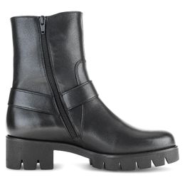 Gabor Damen Bikerboots, Gr. 37, schwarz, Kalbsleder, unifarben, Schuhe, Blockabsatz, Stiefelette, Boots mit Nieten besetzt