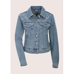 Madeleine Mode Jeansjacke MADELEINE "Jeansjacke &Uuml;bergangsjacke mit Nieten", Damen, Gr. 34, bleached, Obermaterial: 100% Baumwolle CO., Modern, normal, Jacken Jeansjacke, mit Nieten besetzt