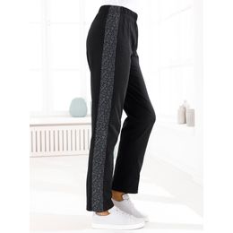 Damen Homewearpants, schwarz, Gr. 56, gemustert, unifarben, 100% Baumwolle, Hosen