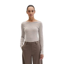 Marc O'Polo MARC O'POLO Damen Langarmshirt "aus Organic-Cotton-Slub-Jersey"medium braun, Basic, Gr. XS, gestreift, Obermaterial: 100% Baumwolle, Shirts